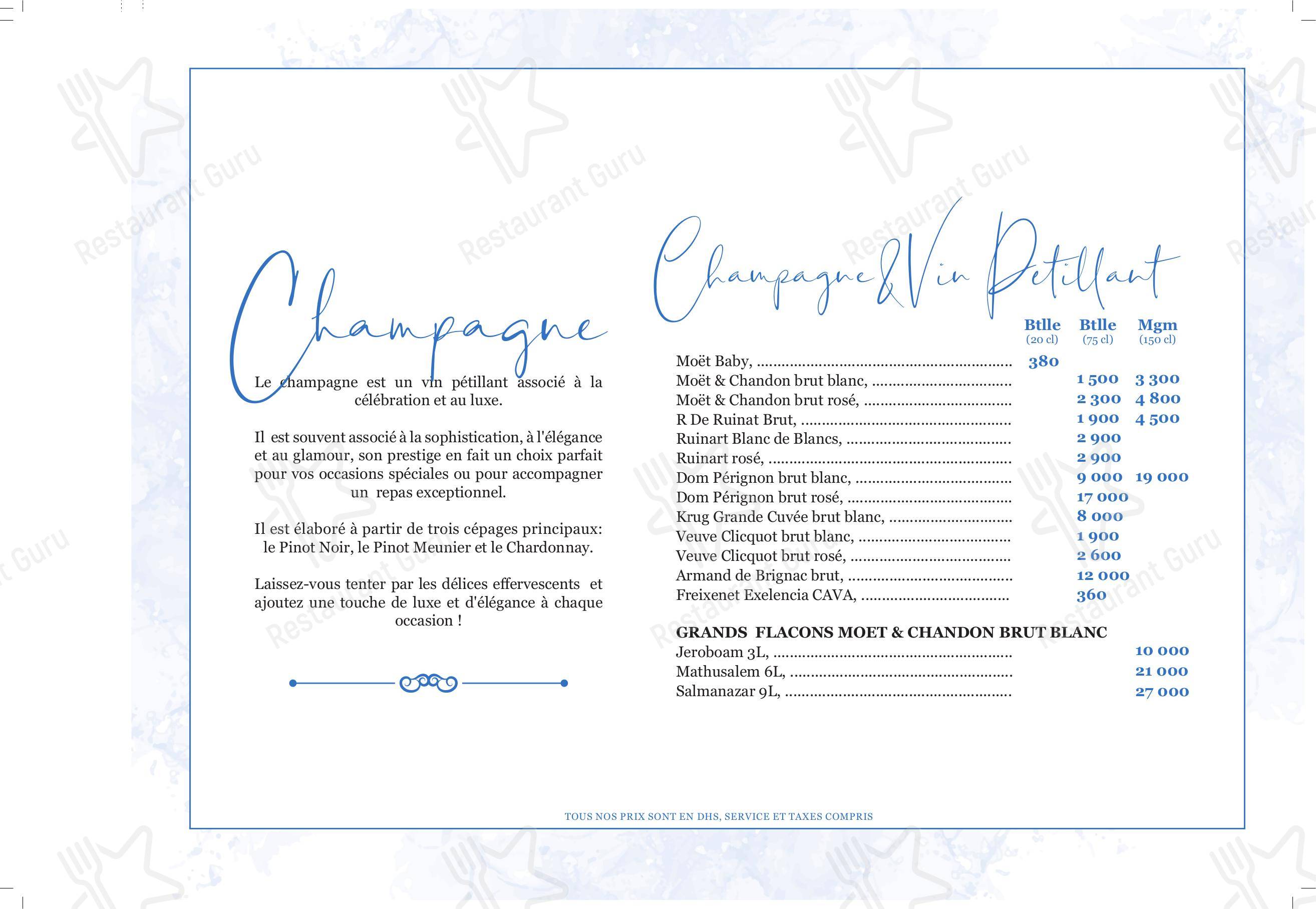 Menu au Cabestan Ocean View restaurant, Casablanca, Phare d'El hank، 90 ...