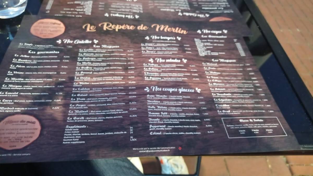 Carta del pub y bar Le Repère del Merlin, Collégien