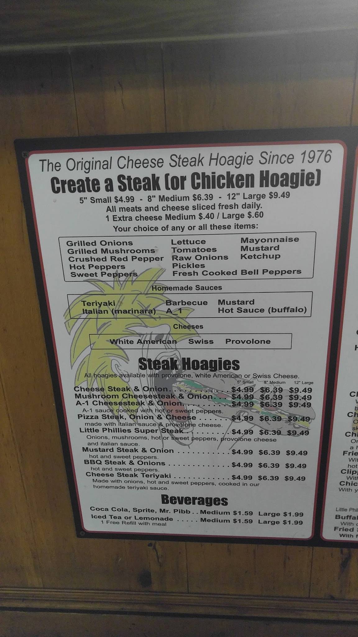 Menu at Little Phillies restaurant, Covington, Industrial Blvd D