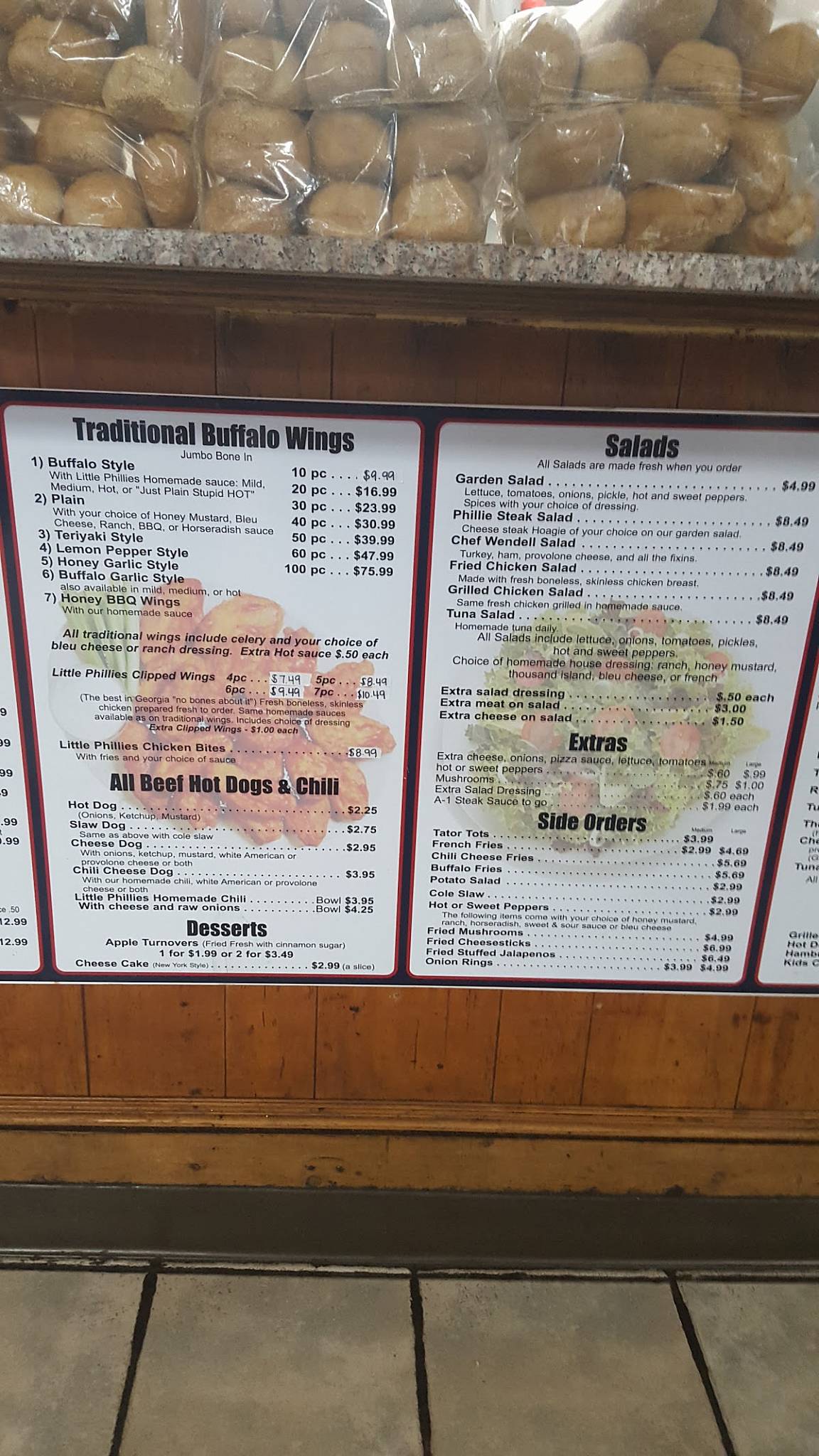 Menu at Little Phillies restaurant, Covington, Industrial Blvd D
