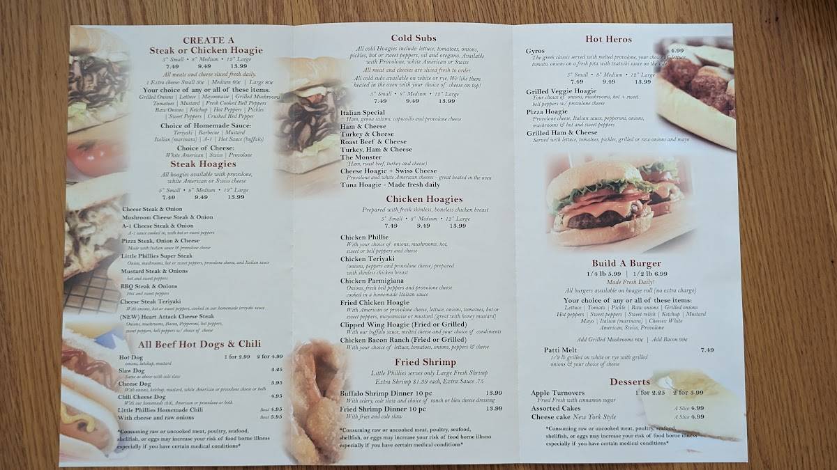 Menu at Little Phillies restaurant, Covington, Industrial Blvd D