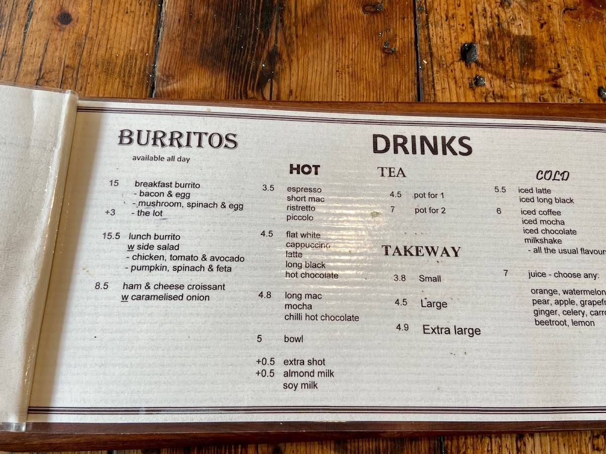 Menu at Little Willy's restaurant, Northbridge, 267 William St