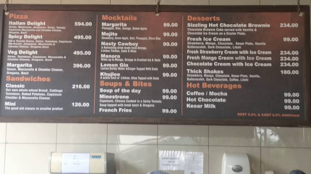 Menu at Mapro Garden, Lonavala