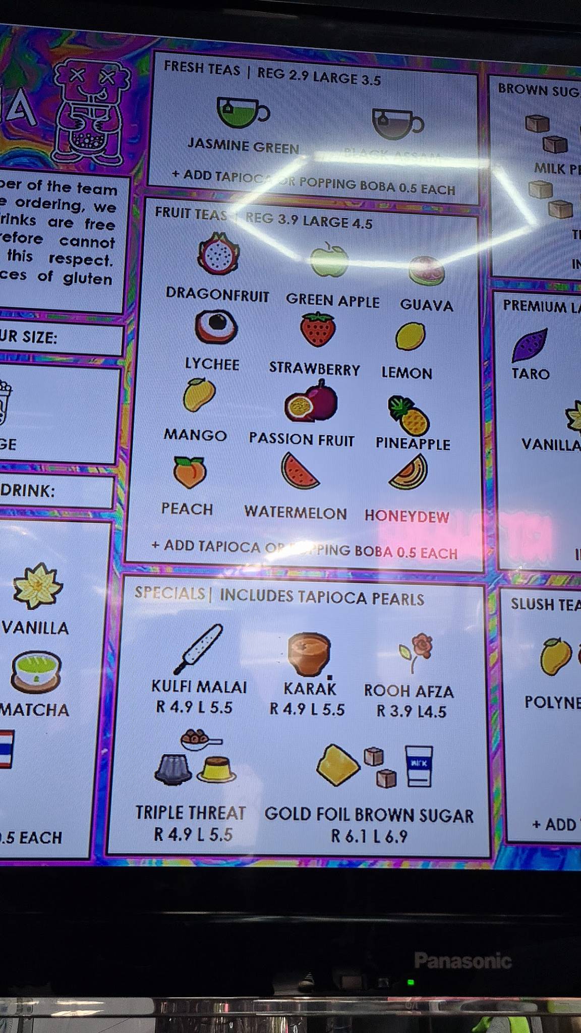 Carta de BOBA COMA Bubble Tea - Leyton, Londres