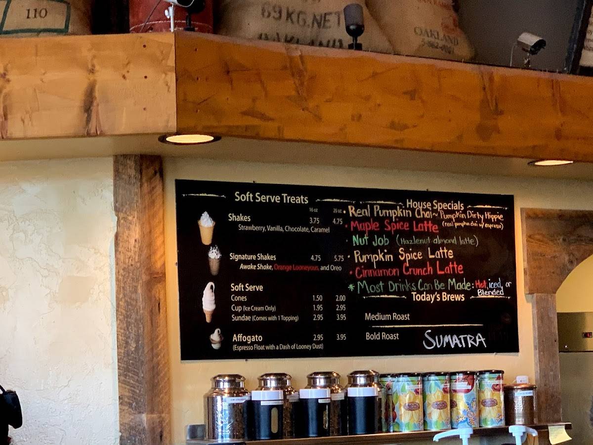 Menu at Looney Bean Coffee Roasting Co cafe, Montrose