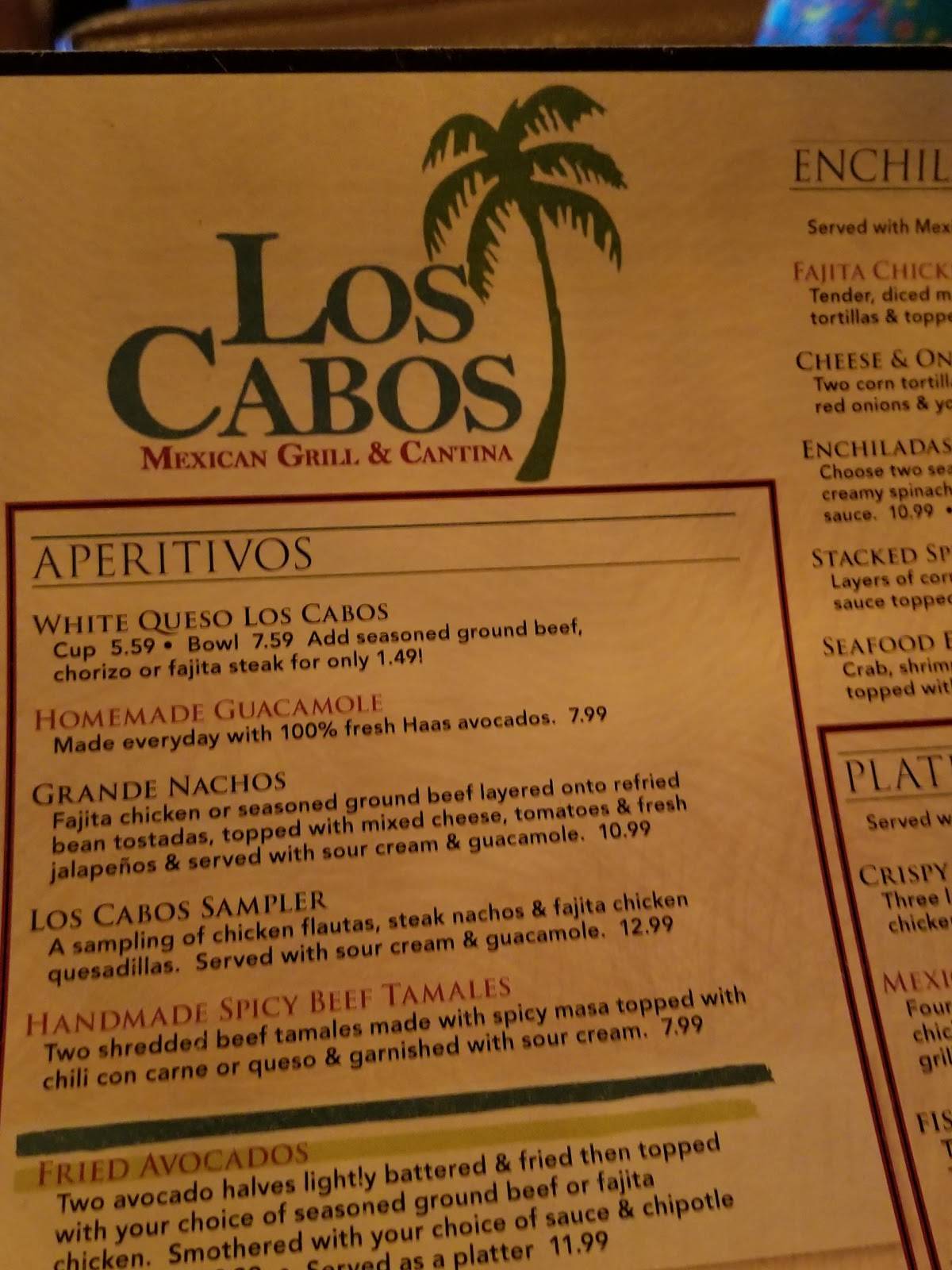 Menu at Los Cabos Mexican Grill and Cantina restaurant, Jenks, 300 ...