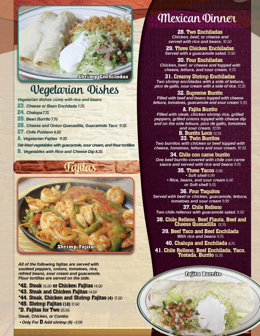 Menu at Los Hermanos Mexican Restaurant, Luverne