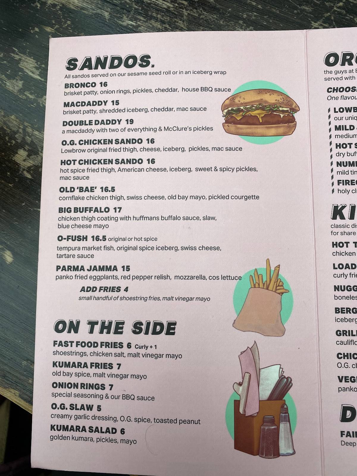 Menu at Lowbrow. Krd restaurant, Auckland, 18/183 Karangahape Rd