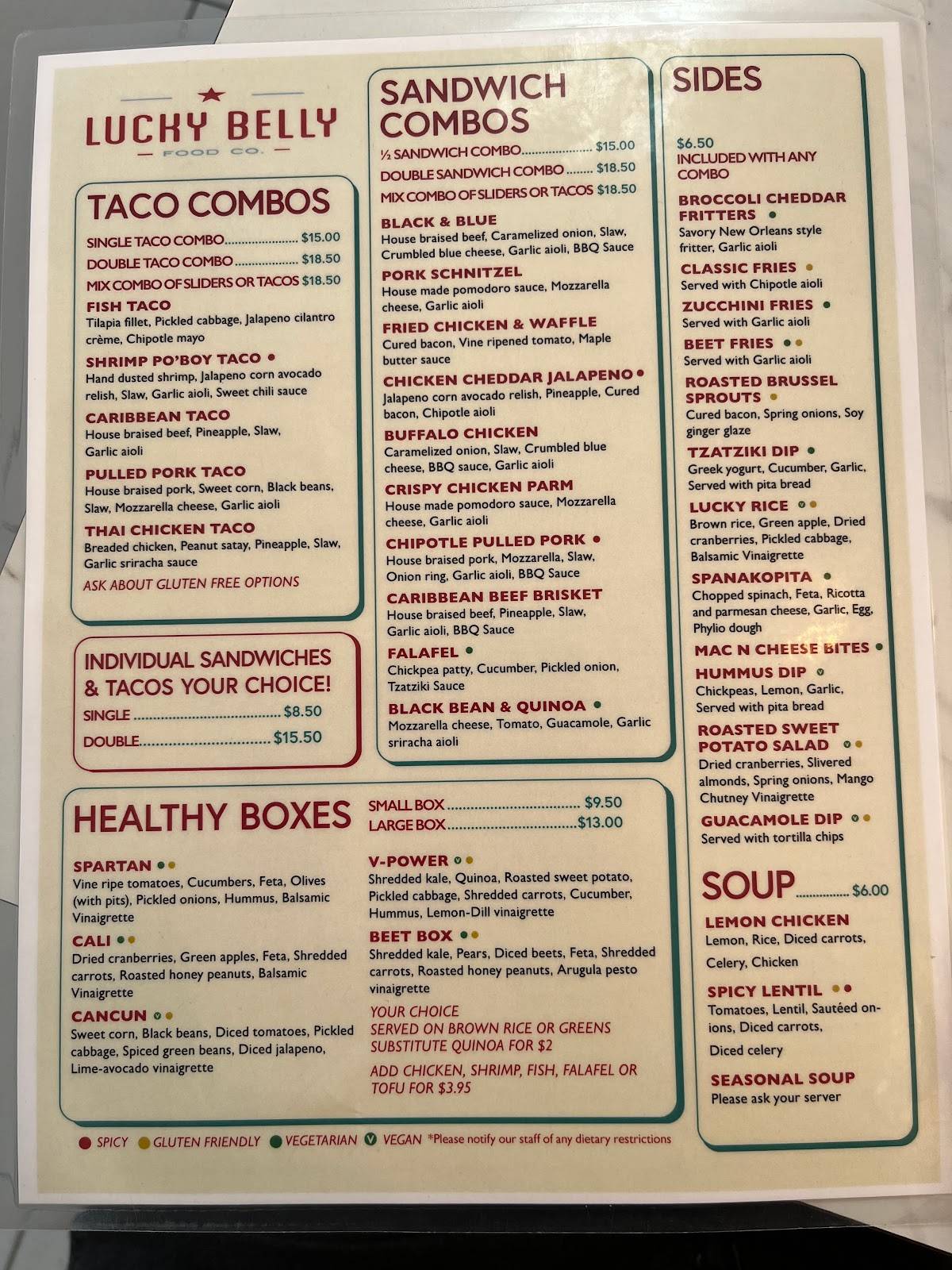 Menu at Lucky Belly restaurant, Guelph