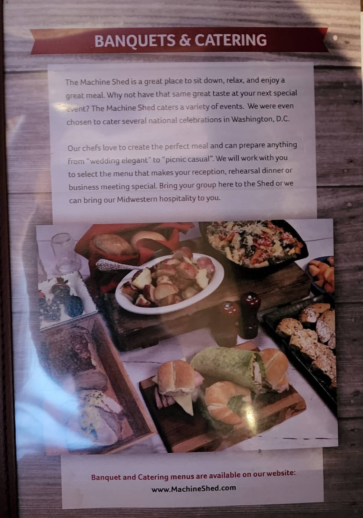 Menu at Machine Shed Restaurant Appleton, Appleton