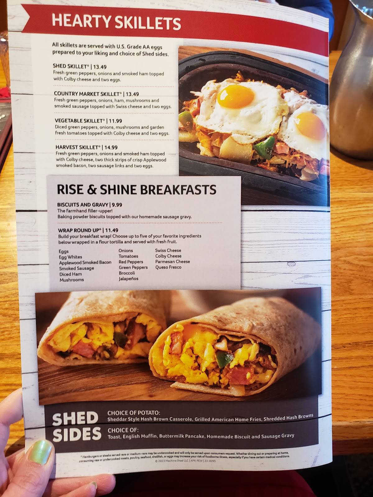 Menu at Machine Shed Restaurant Appleton, Appleton