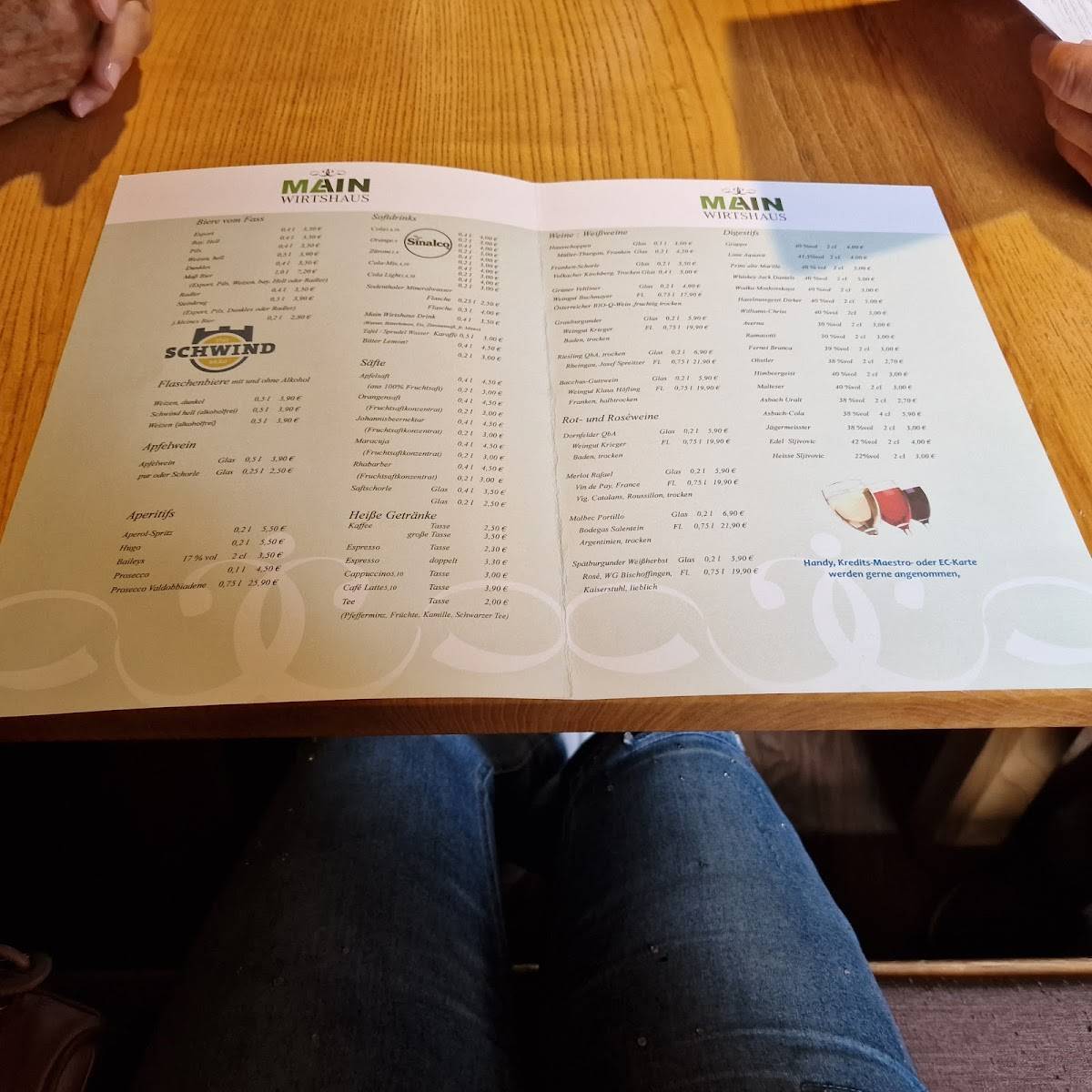 Menu at Main-Wirtshaus restaurant, Mainaschaff