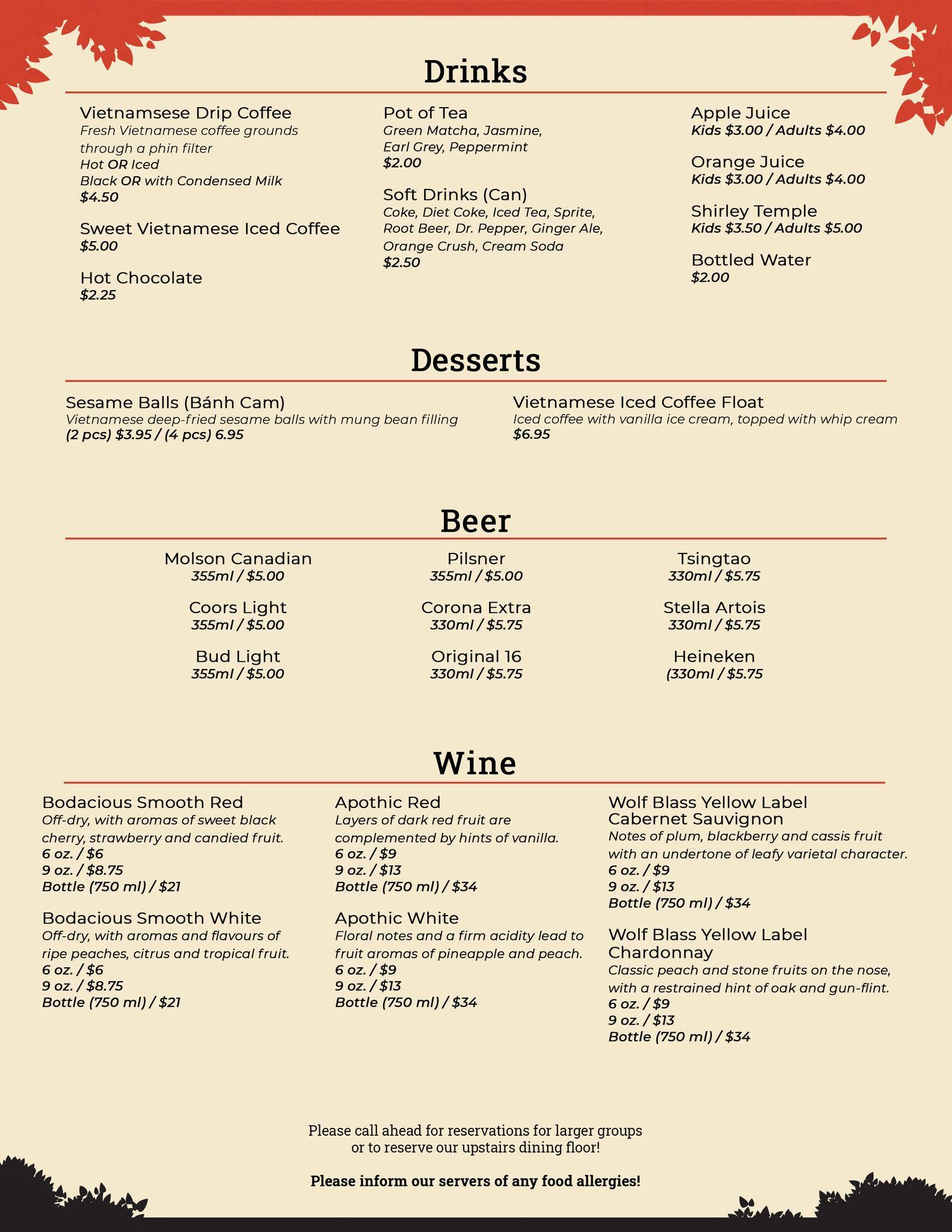 Menu at Mai's Kitchen Vietnamese Cuisine restaurant, Saskatoon