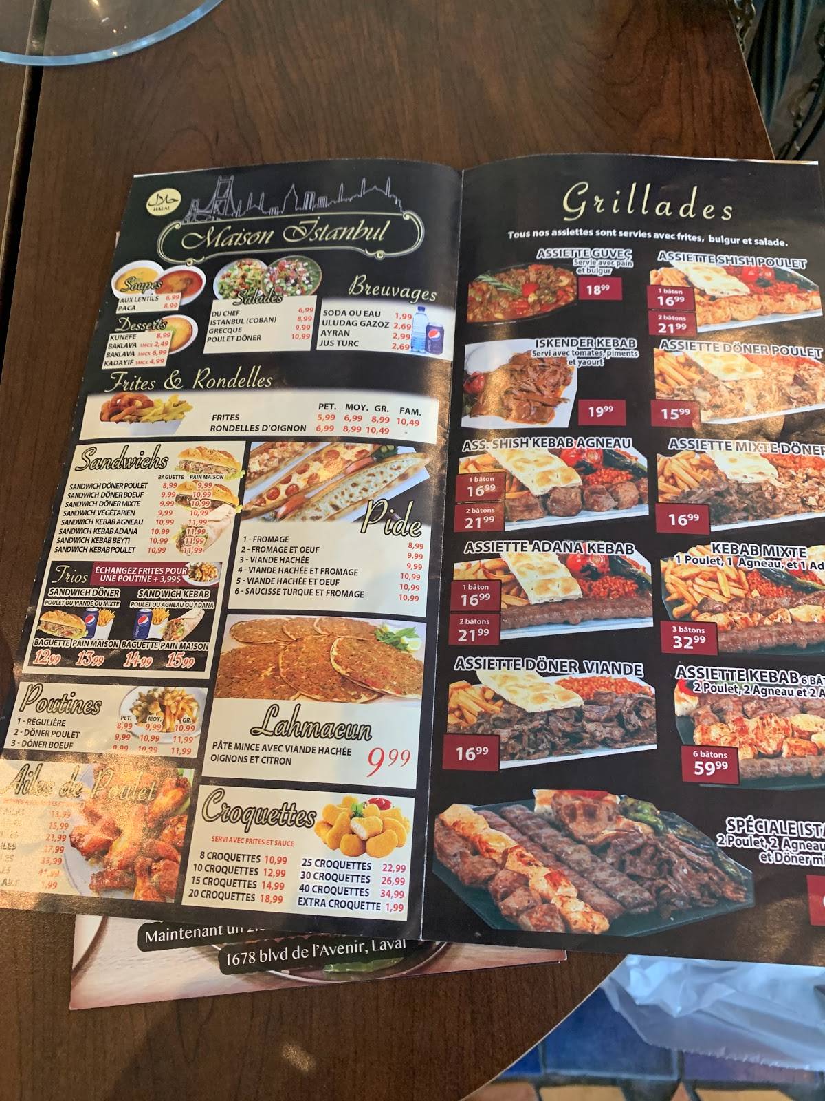 Menu at Maison istanbul restaurant, Longueuil