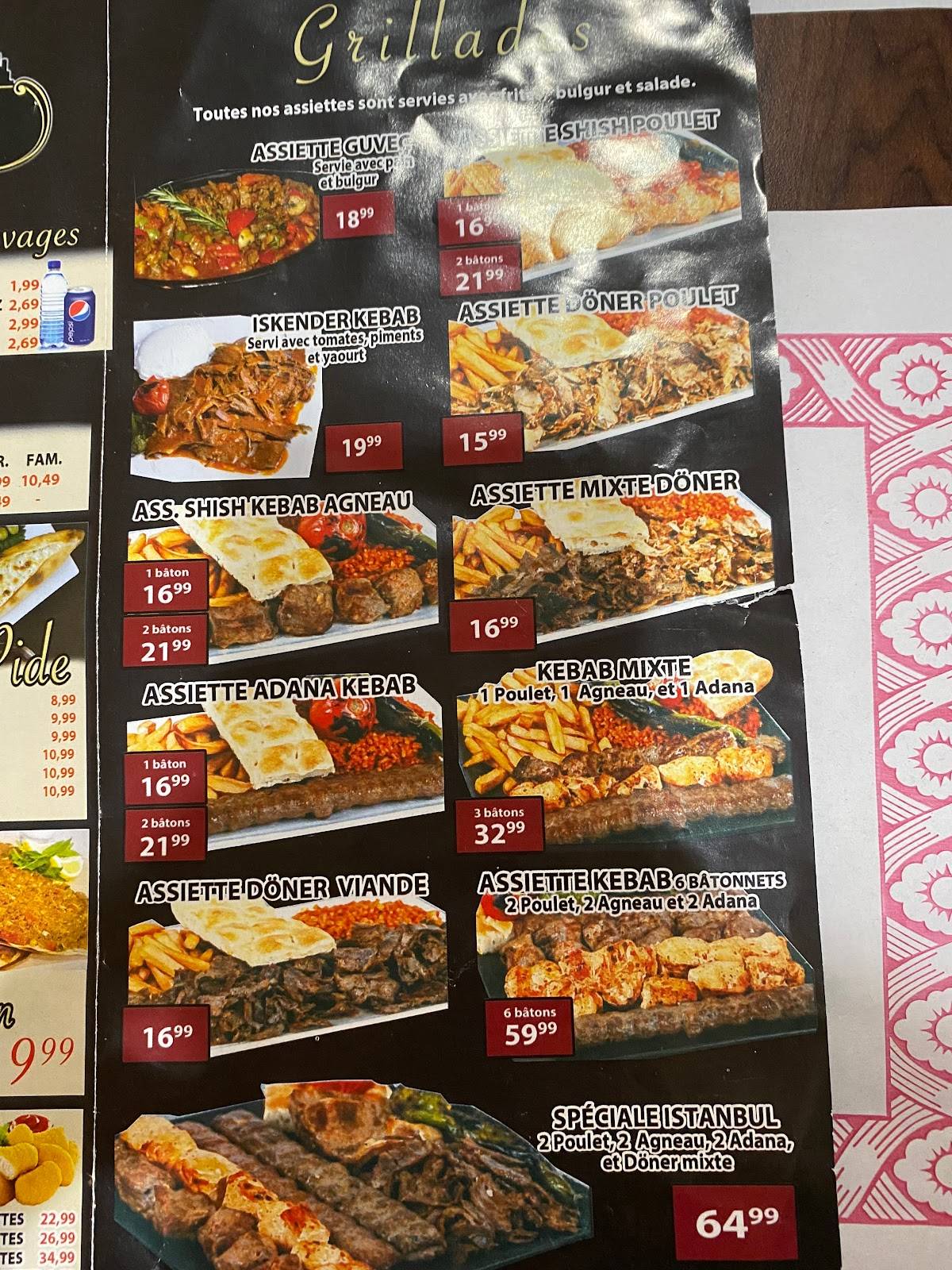 Menu au Maison istanbul restaurant, Longueuil, Ch. de Chambly
