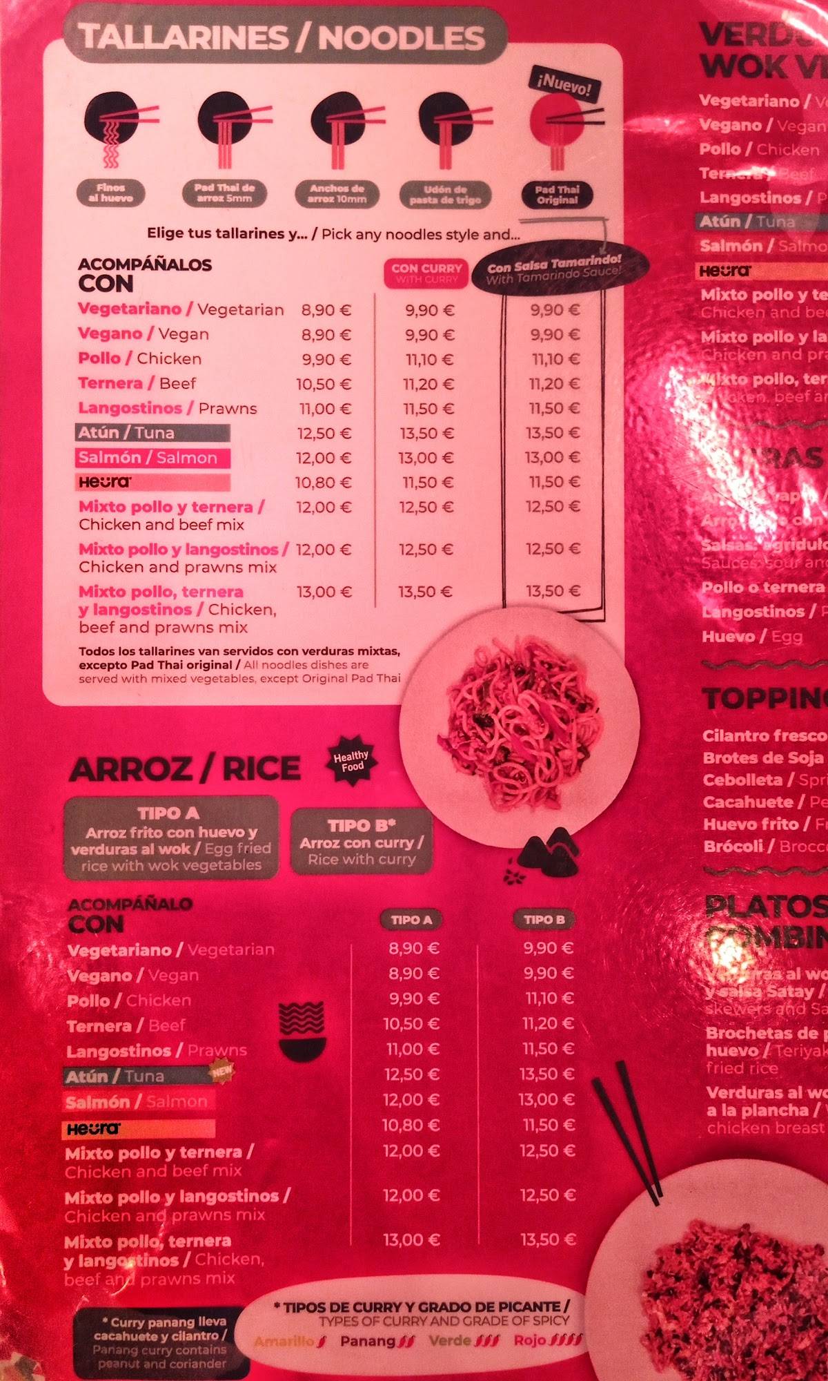 Carta del restaurante Tuk Tuk Noodles Cerrado Calderón, Málaga, Paseo Cerrado del Calderón 13