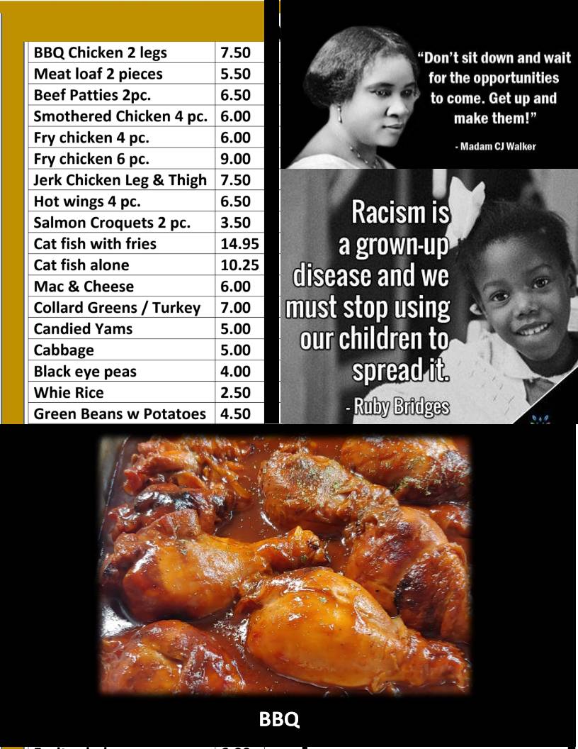 Menu at Mama Sheila's House of Soul restaurant, Minneapolis