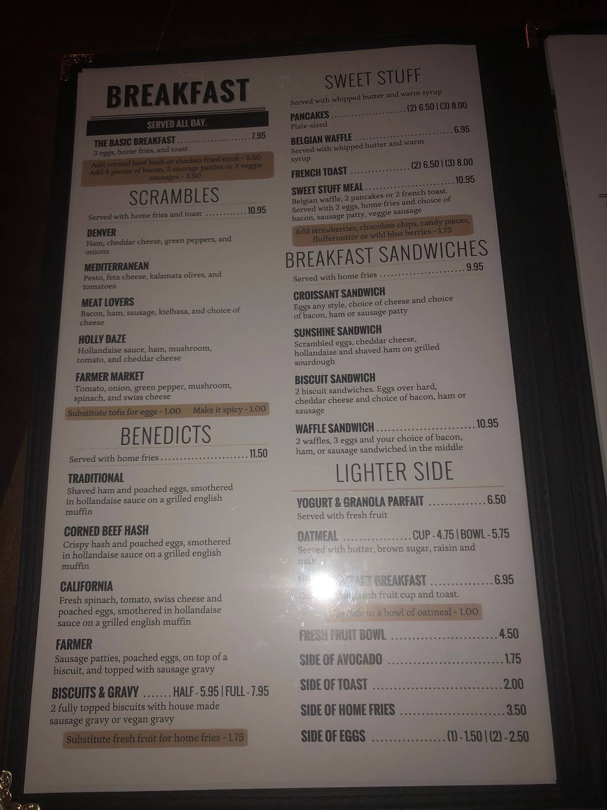 Menu at Mandy's Family Restaurant, Eugene