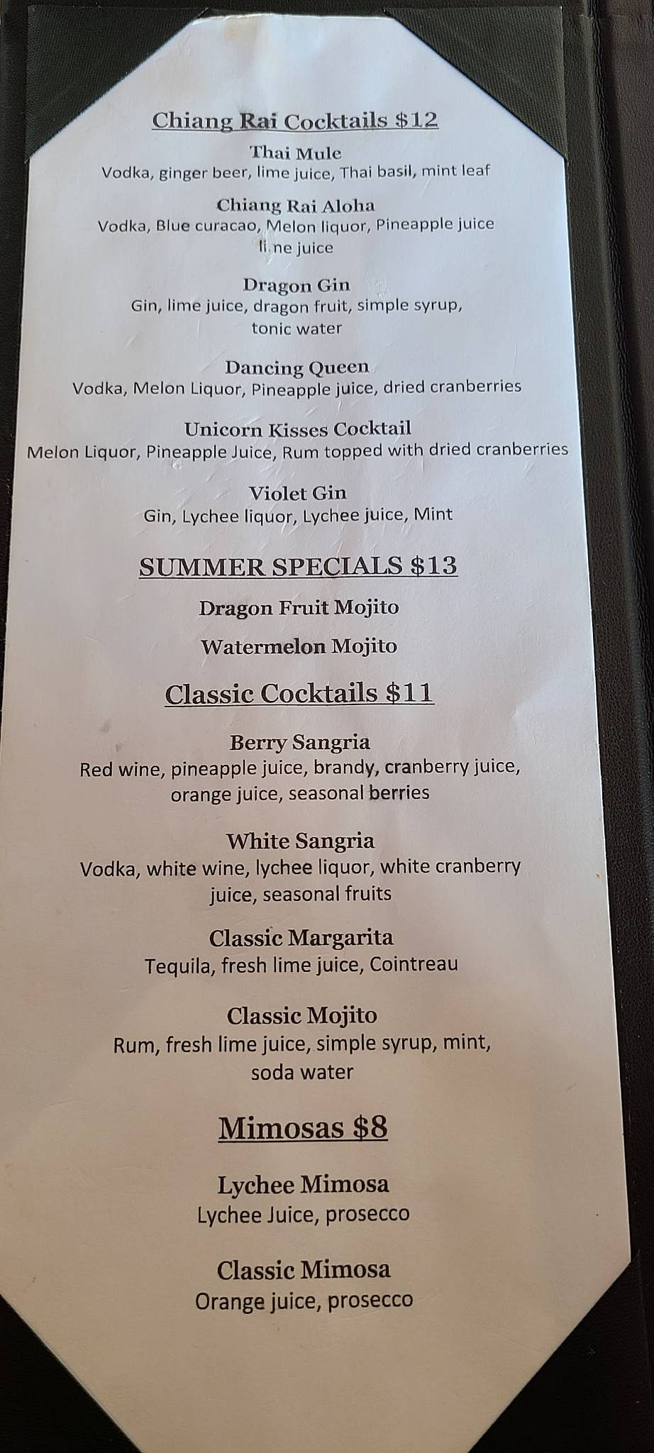 Menu at Chiang Rai Thai Kitchen and Bar, Markham