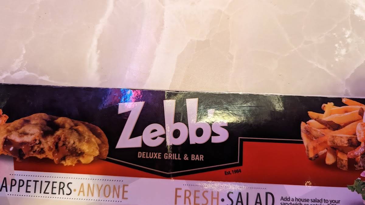 Menu at Zebb's Deluxe Grill & Bar, Mattydale