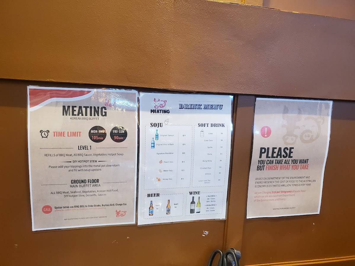 Menu at Meating Korean BBQ Buffet CBD, Melbourne