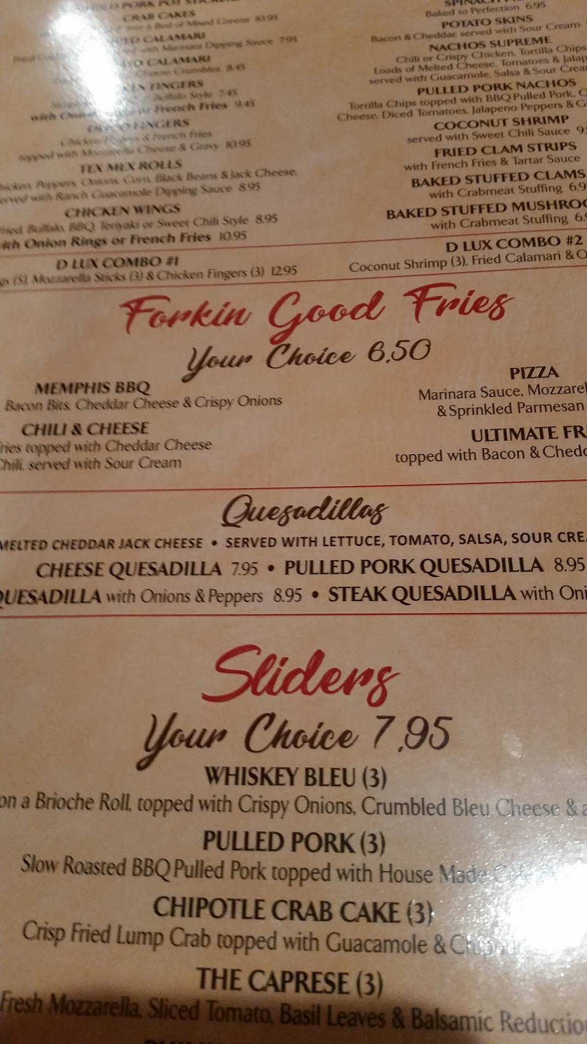 Menu at D lux Diner pub & bar, Middletown