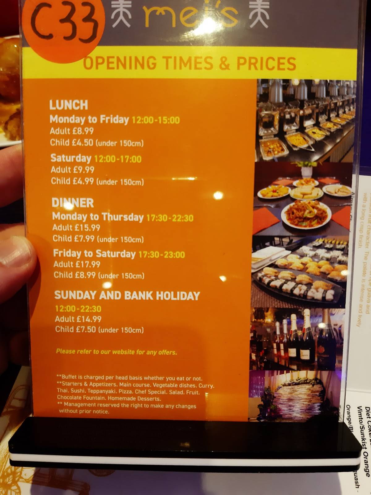 Menu at Mei's Restaurant, Taunton