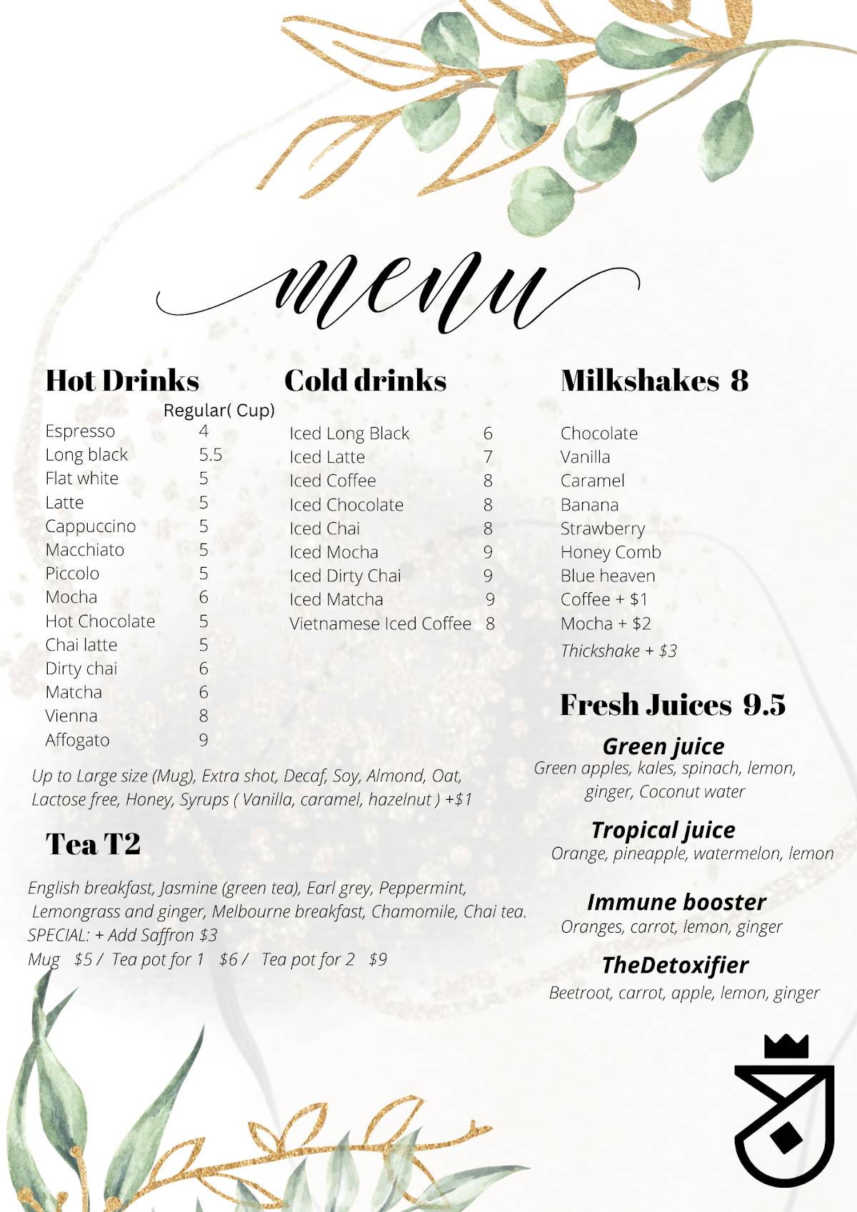 Menu at Melo Cafe, Windsor Gardens