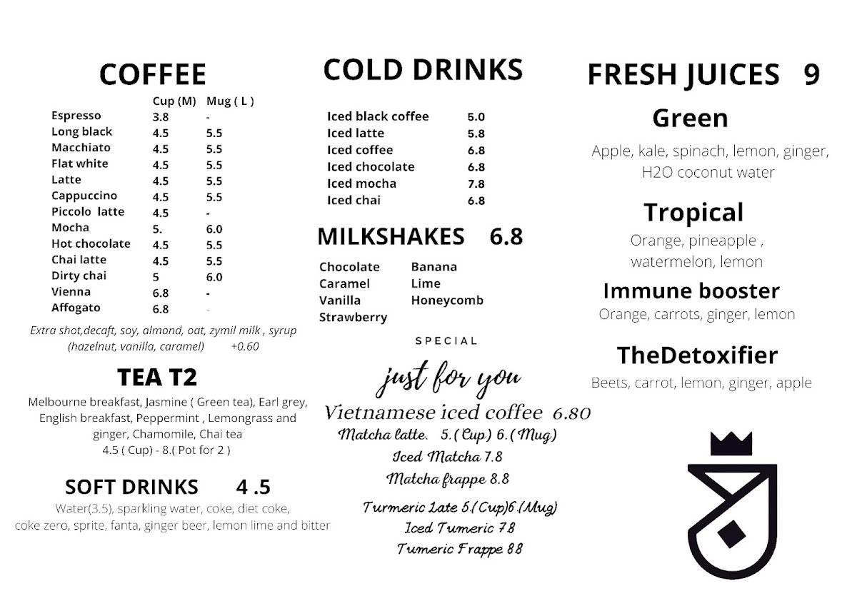 Menu at Melo Cafe, Windsor Gardens