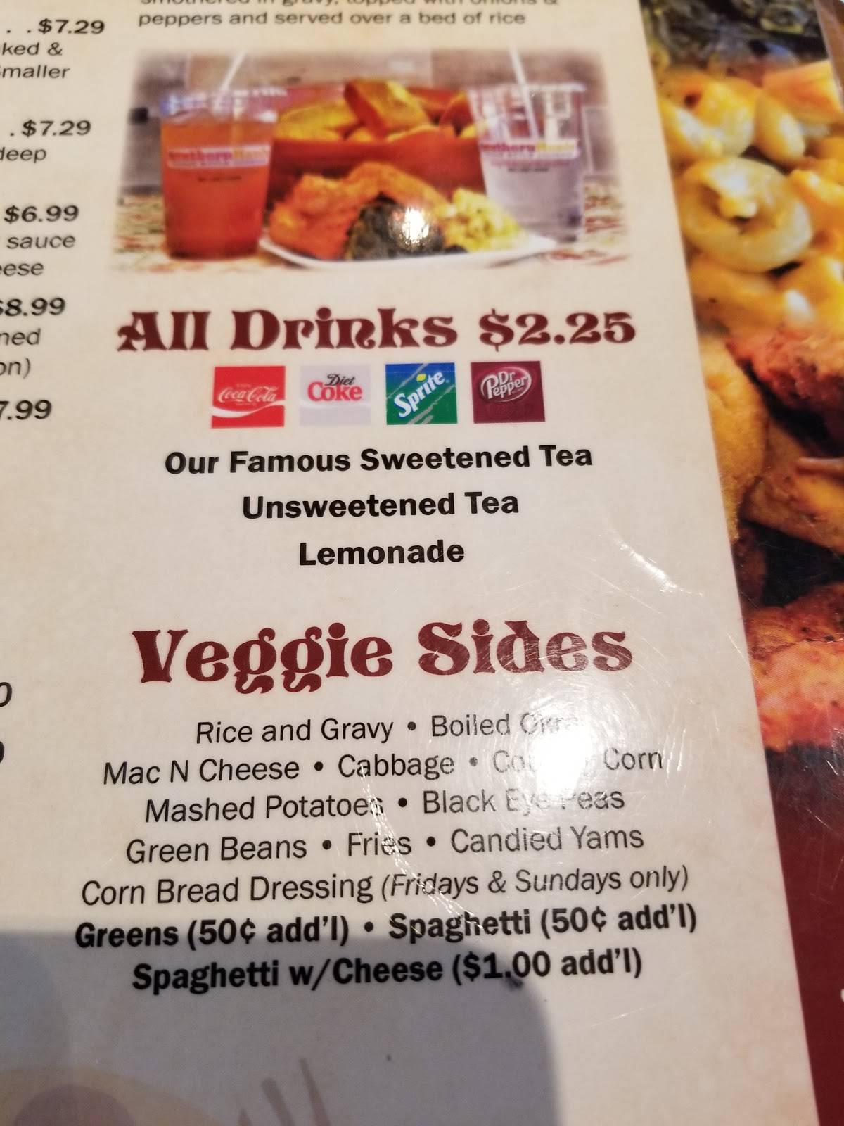 Menu at Southern Hands Homestyle Cooking restaurant, Memphis, Winchester Rd