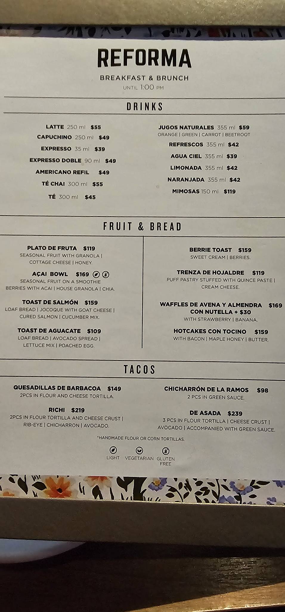 Carta del restaurante Reforma, Chihuahua, Periférico del la Juventud ...