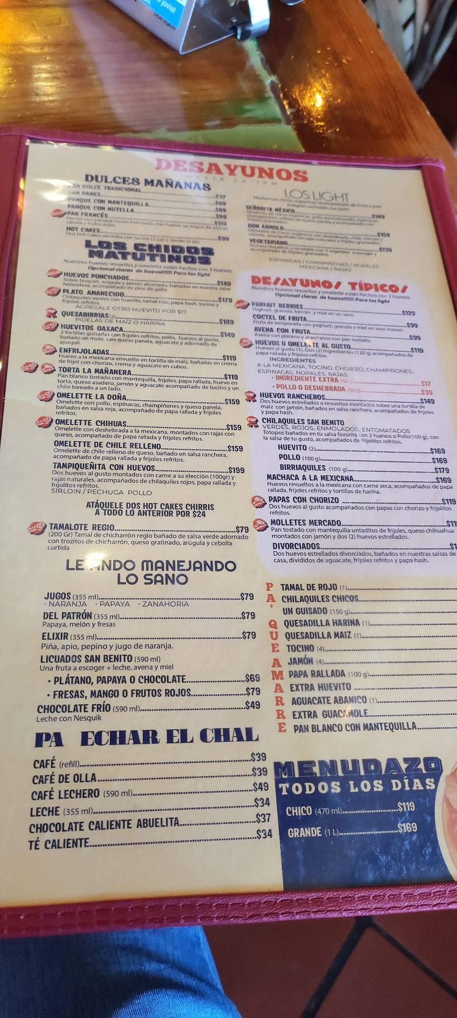 Menu at Mercado San Benito restaurant, Ciudad Juarez