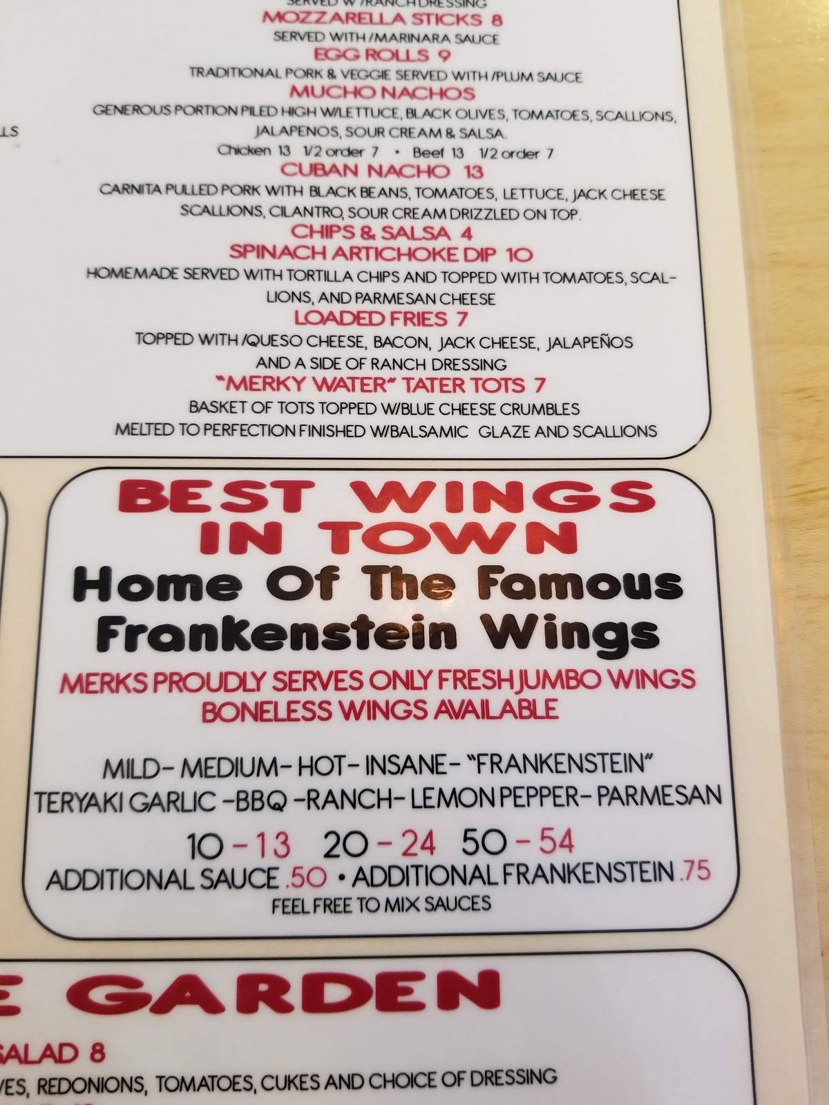 Menu at Merk's Bar & Grill, New Smyrna Beach