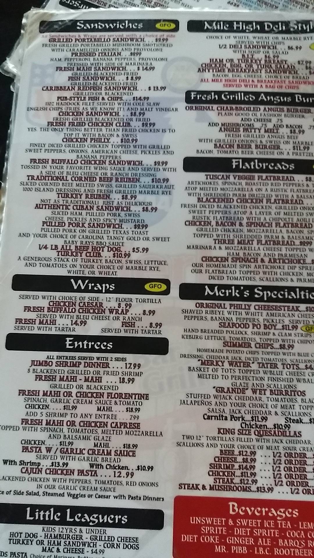Menu at Merk's Bar & Grill, New Smyrna Beach