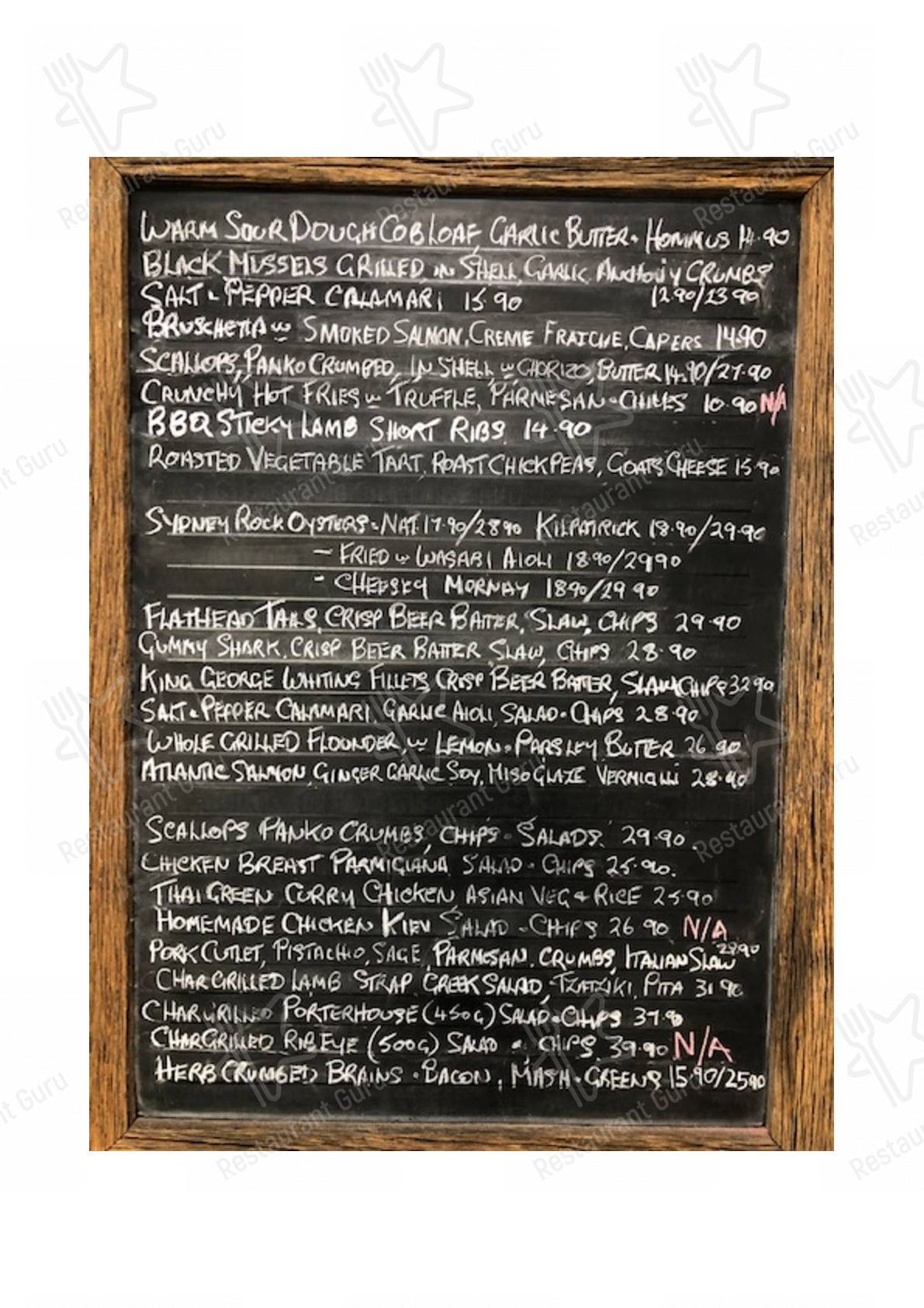 Menu at The Metung Hotel pizzeria, Metung, 64 Kurnai Ave