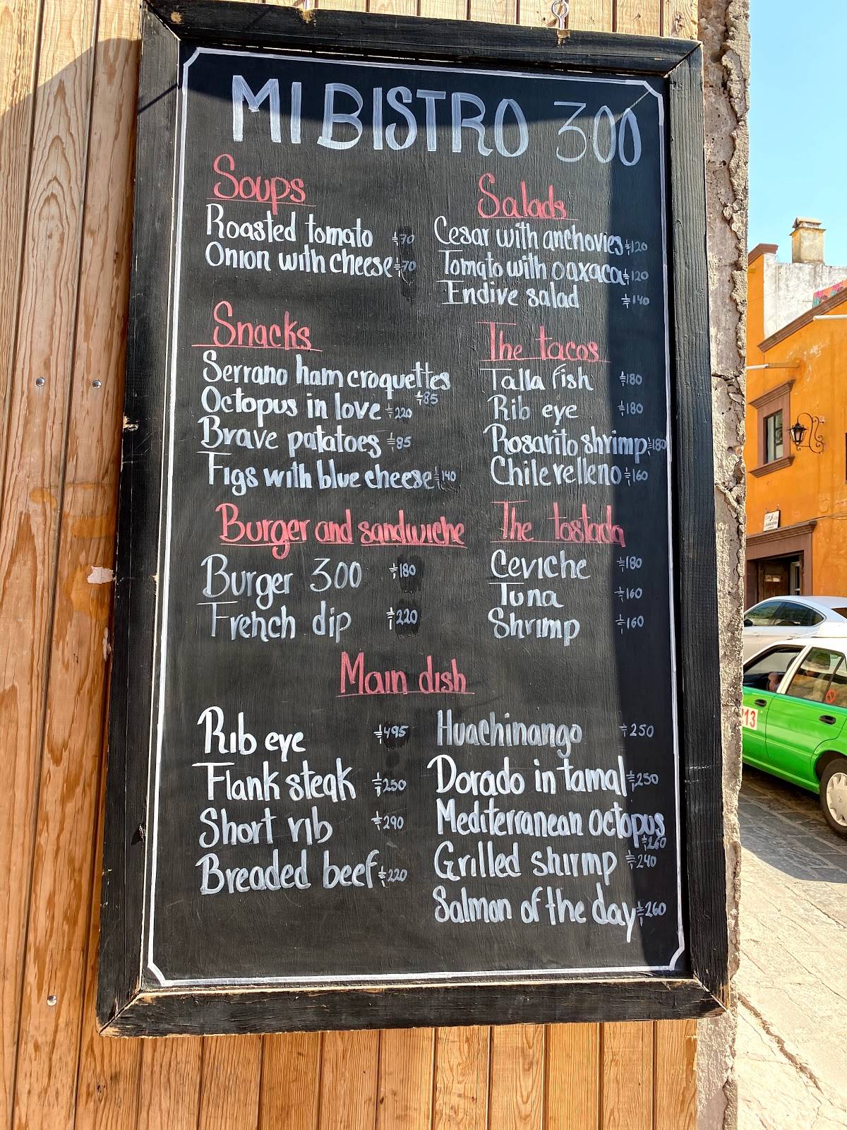 Menu at Mi Bistro 300 restaurant, San Miguel de Allende