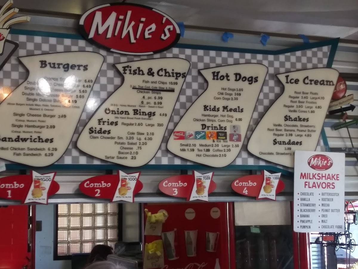 Menu at Mikie's restaurant, Everett