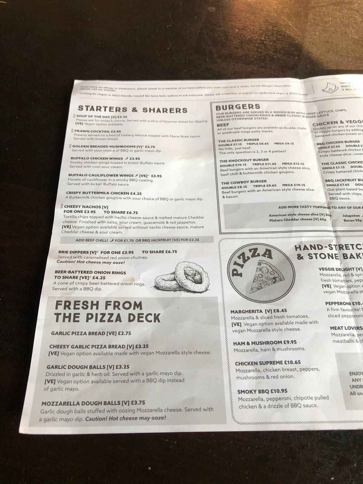 Menu at Milestone pub & bar, Hinckley