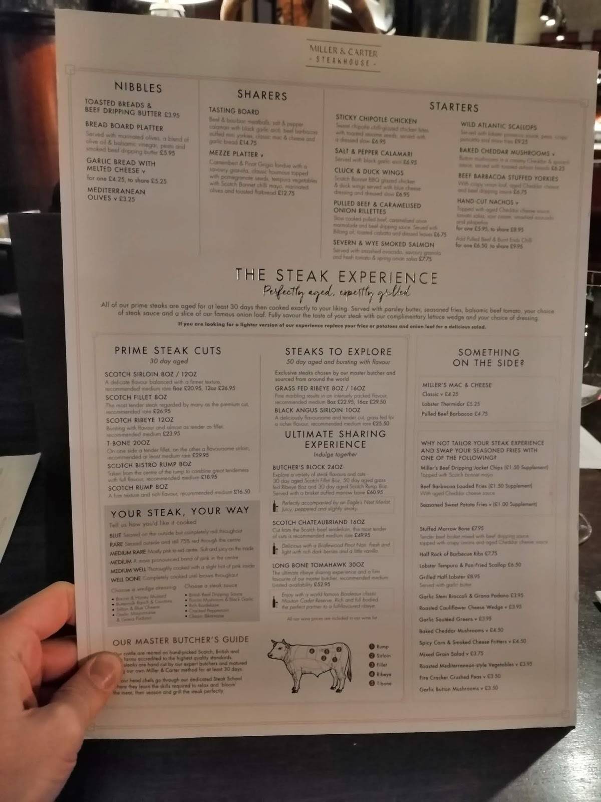 Menu at Miller & Carter Glasgow steakhouse, Glasgow, 47 St Vincent St
