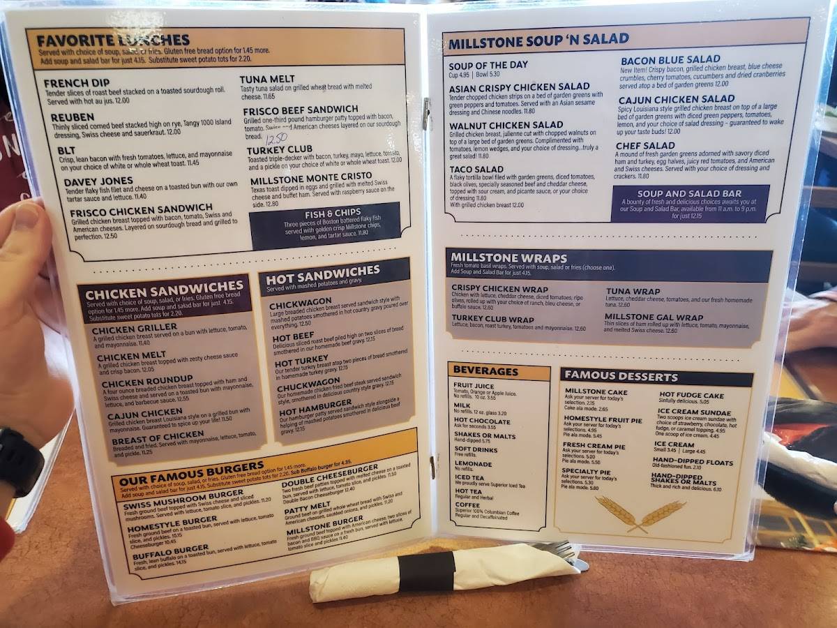Menu at Millstone Family Restaurant, Rapid City, N Lacrosse St