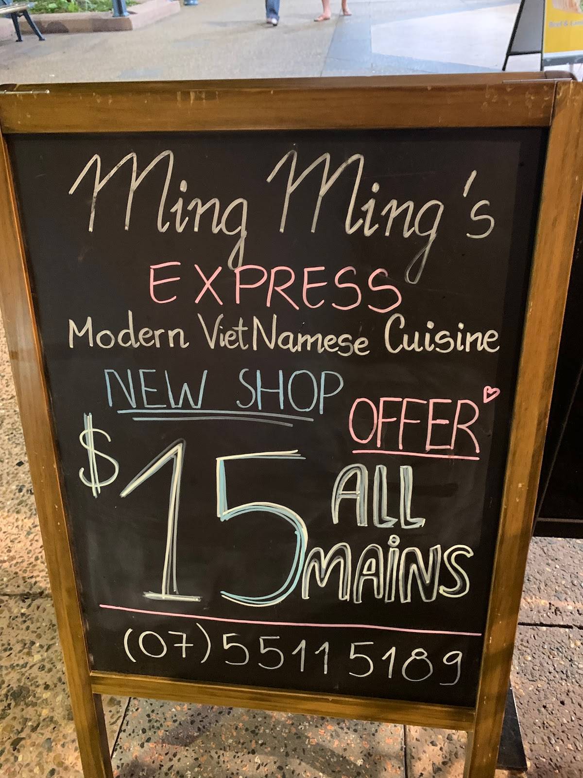 Menu at Ming Ming's Vietnamese Fusion restaurant, Surfers Paradise