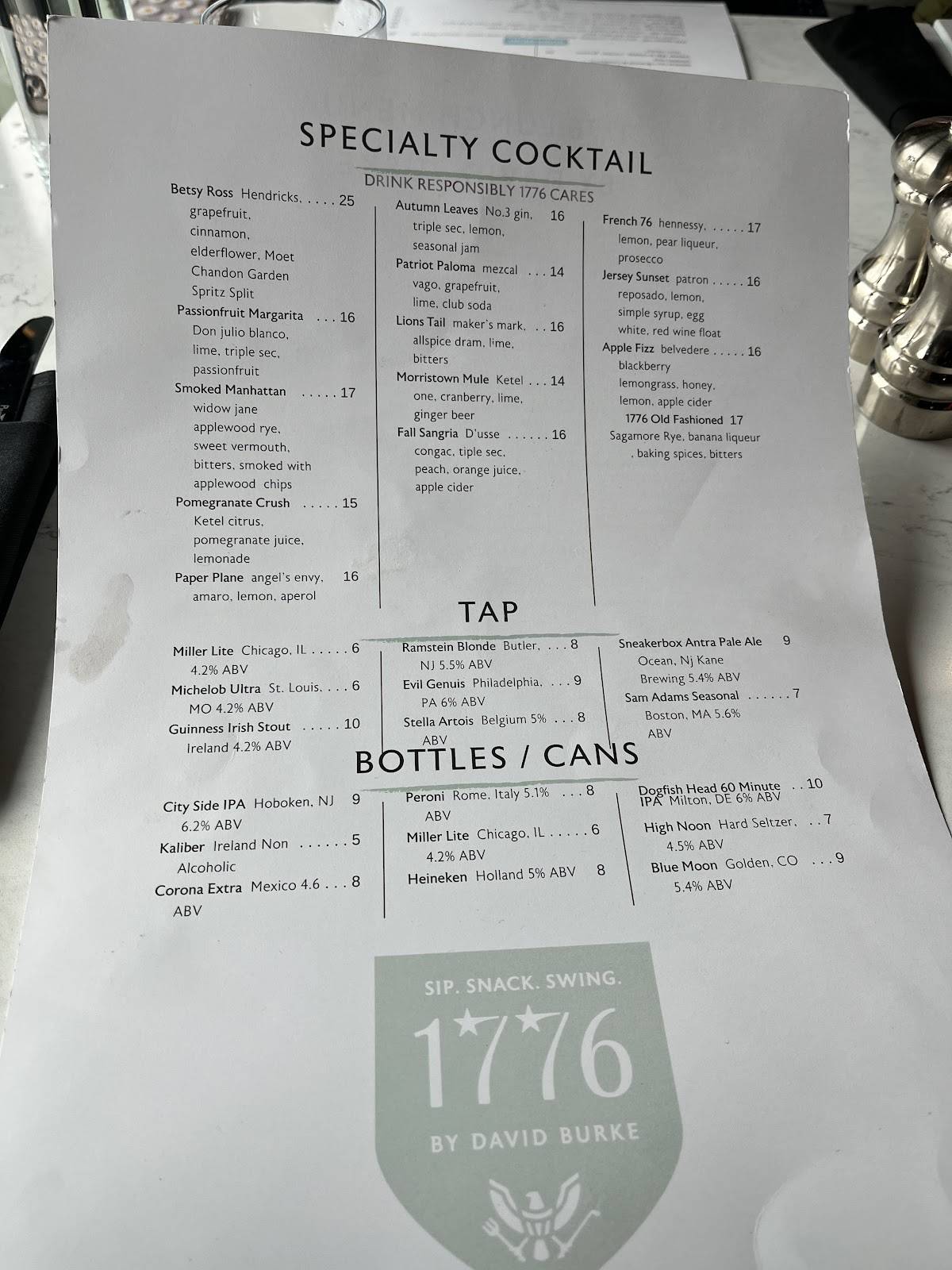 Menu at 1776 by David Burke featuring Topgolf Swing Suite pub & bar ...