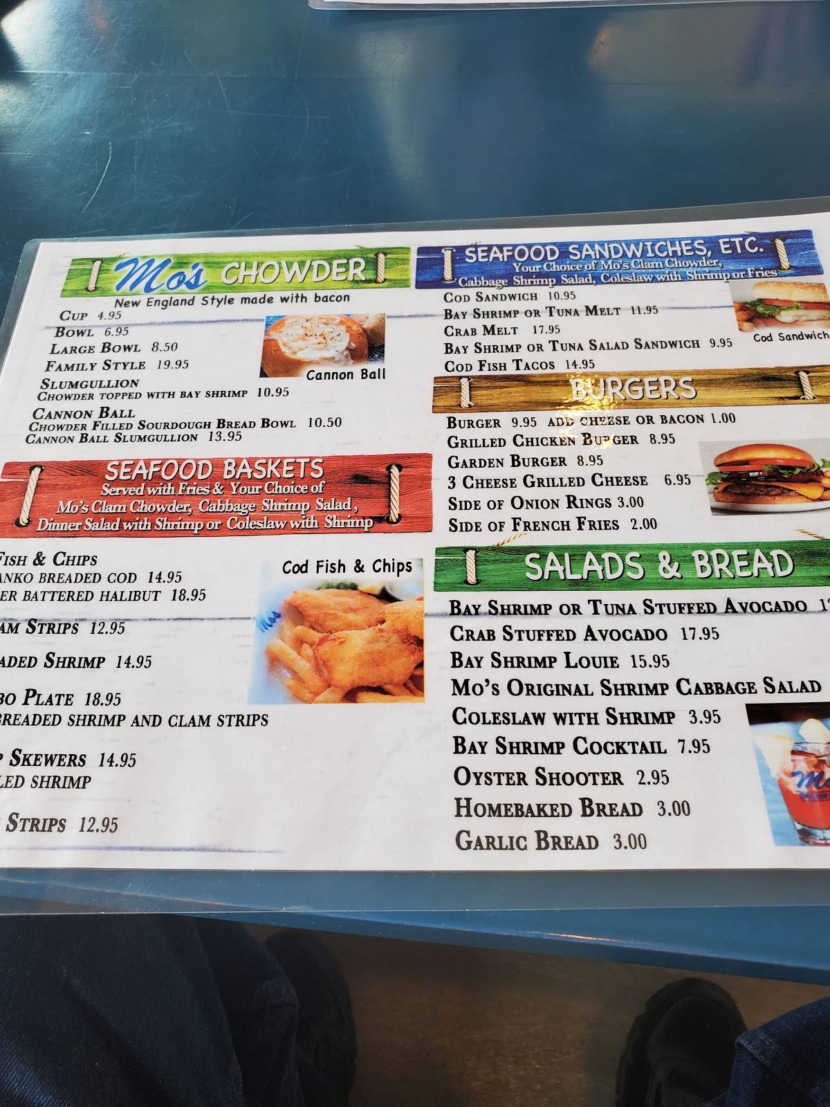 Menu at Mo's Seafood & Chowder - Lincoln City restaurant, Lincoln City