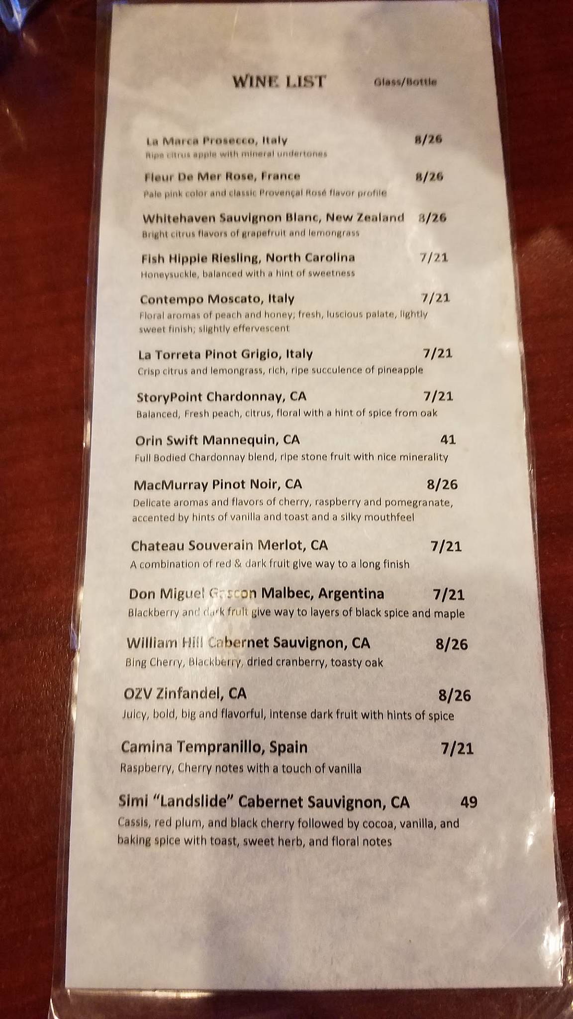 Menu at Mountain View Restaurant, Little Switzerland, NC-226