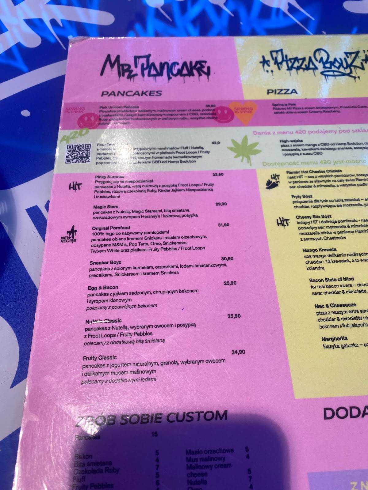 Menu at Mr Pancake. restaurant, Kraków