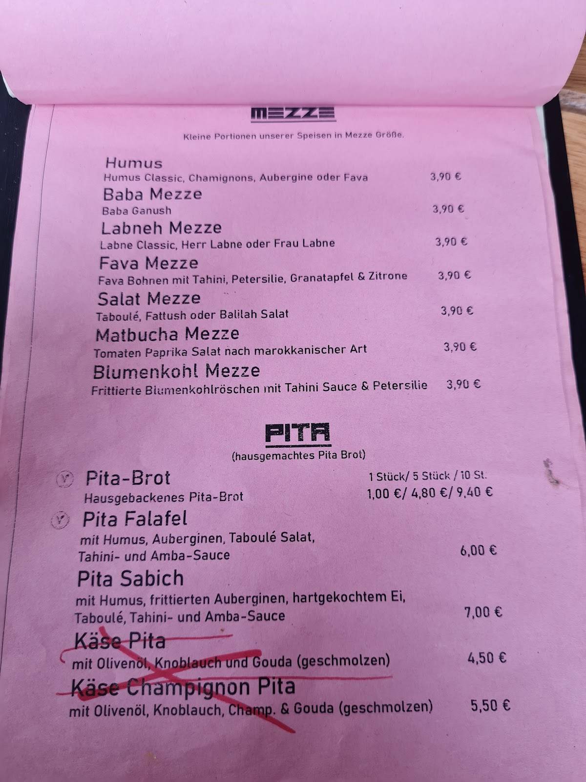 Speisekarte von Mr and Mrs Humus - Falafel, Hummus, Shakshuka und mehr ...