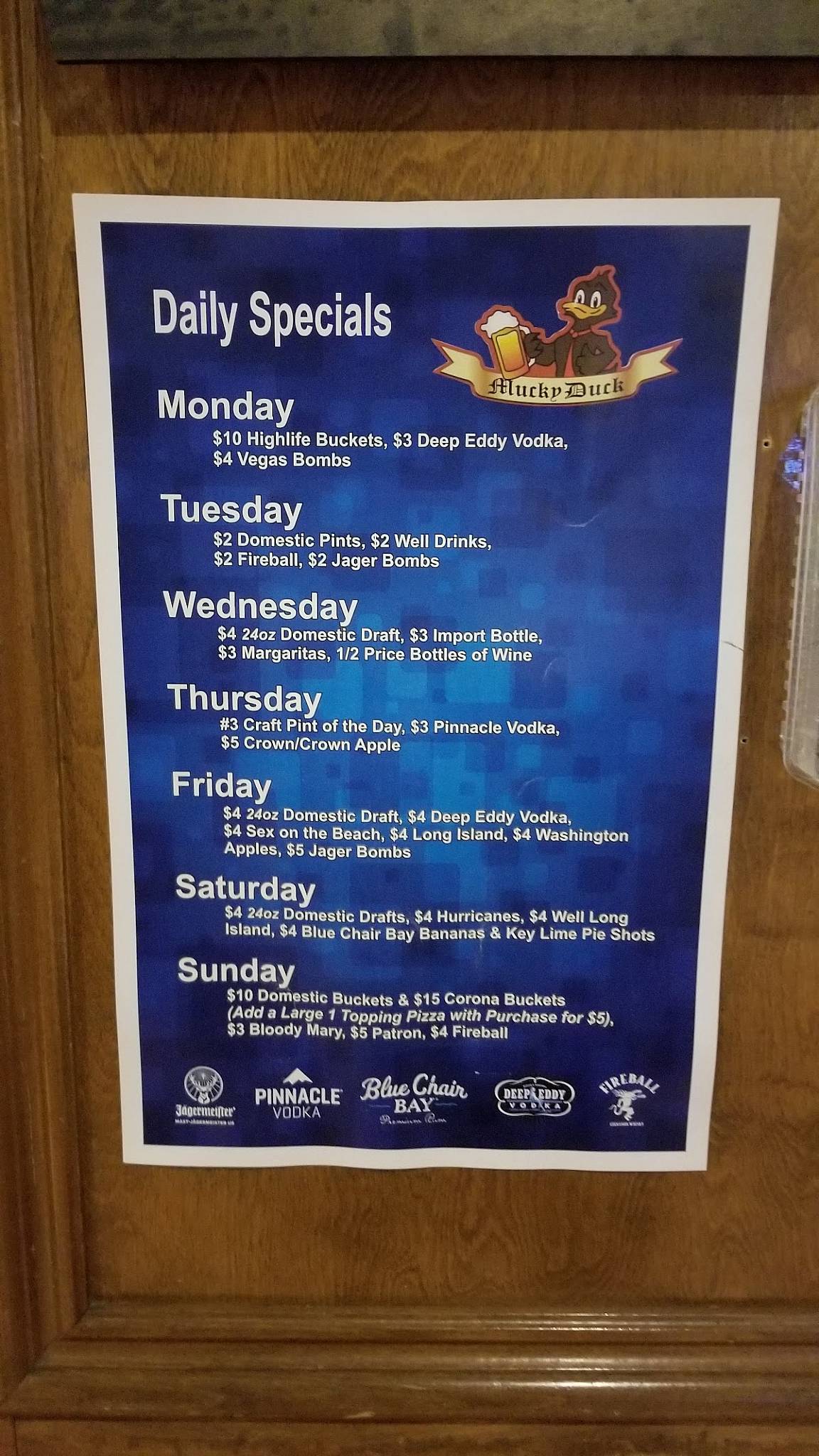 Menu at Mucky Duck Pub, Indianapolis