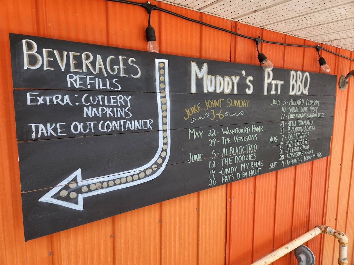 Menu at Muddy's Pit BBQ, Keene