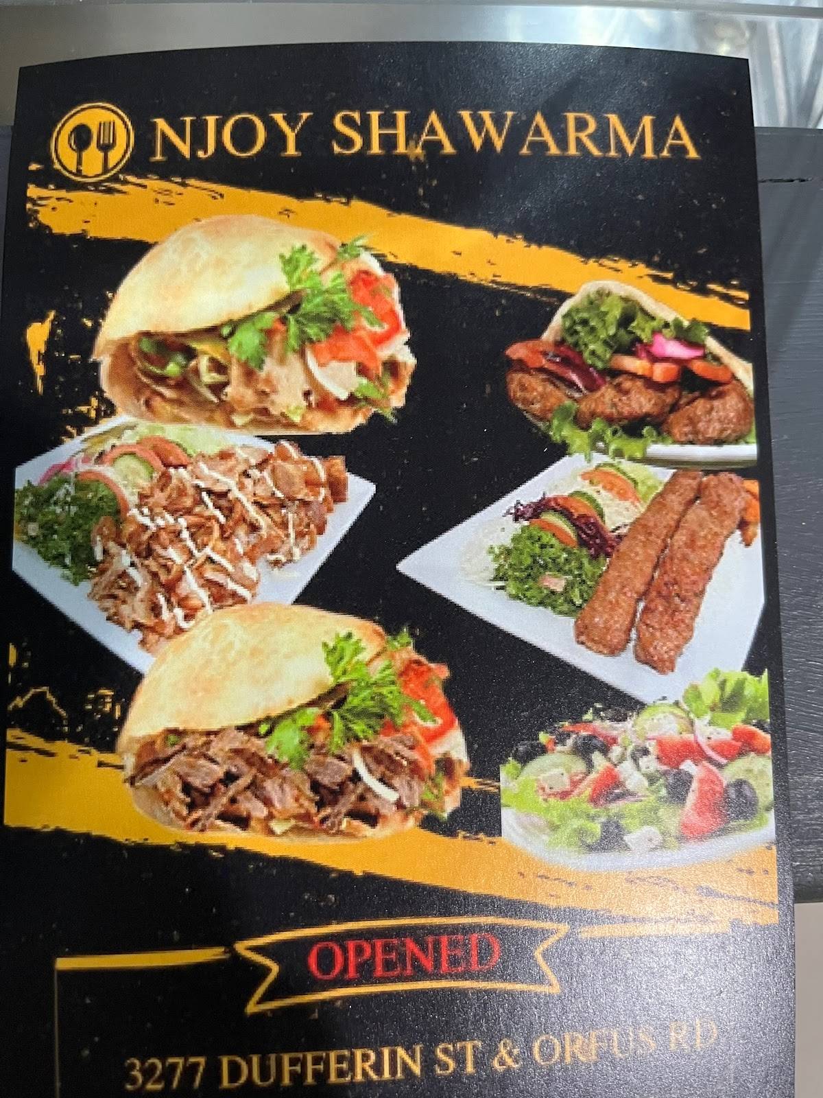 Menu at NJOY SHAWARMA restaurant, Toronto, Dufferin St