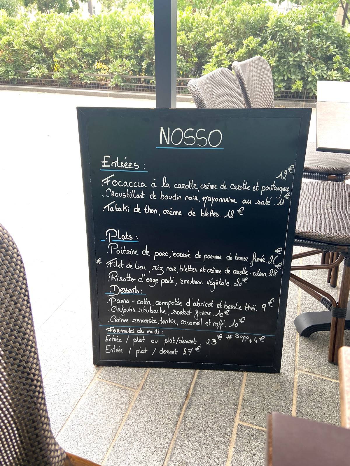 Menu at Restaurant Nosso, Paris, 22 Prom. Claude Lévi-Strauss